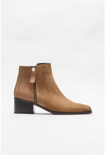 Elle Shoes Taba Deri Kadın Klasik Bot