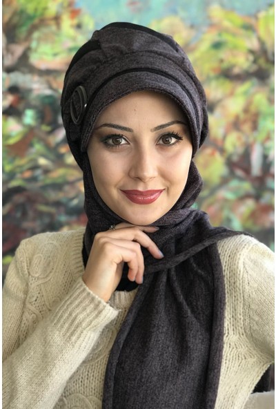 Butik Ambar Küllü Mor Rengi Tokalı Atkılı Siyah Şeritli Şapka