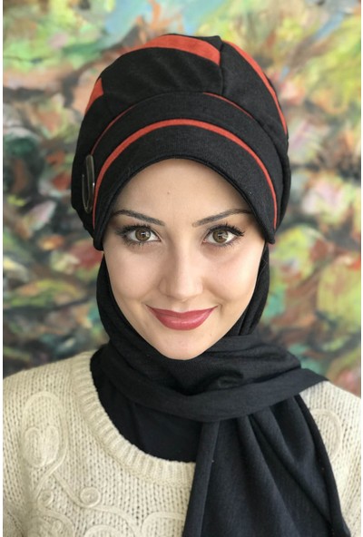 Butik Ambar Siyah Tokalı Atkılı Tarçın Bakır Şapka