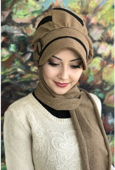 Butik Ambar Baharat Bal Rengi Atkılı Siyah Şeritli Şapka