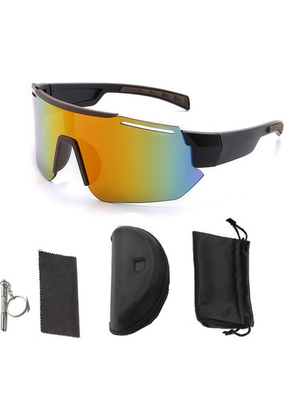 Helta Yarım Yüz Büyük Aynalı Güneş Gözlüğü - Kırmızı Çerçeve Kırmızı Lensler (Yurt Dışından)