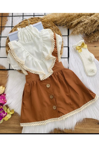 Lola Kids Lolababy Kız Çocuk Alt Üst Bluz ve Slopet Takım Çorap Dahil