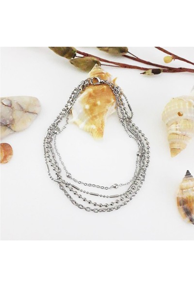 BijuStore Gümüş Kaplama Kadın Zincir Halhal