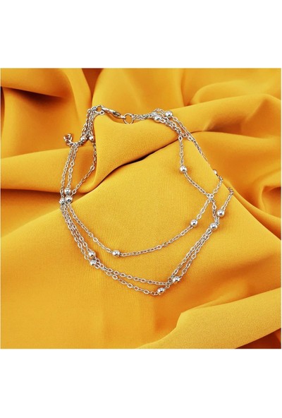 BijuStore Top Zincir Üç Sıra Kadın Halhal