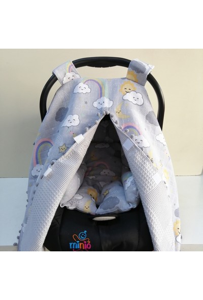 Babylifehome Pikeli Muslin Kumaştan Puset Örtüsü ve Minderi Babylifehome Pikeli Muslin Kumaştan Puset Örtüsü ve Minderi