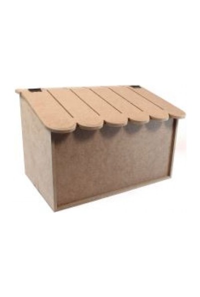 Bayrampaşa Hobi Ham Ahşap Ev Tipi Kapaklı Ekmeklik Orta Boy 22X35X23 cm