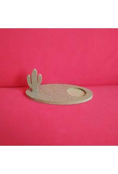 Bayrampaşa Hobi Ham Ahşap Kaktüslü Kahve Sunumluk