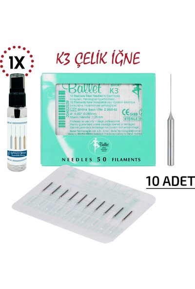 Ballet 10 Adet K3 Gümüş Epilasyon İğnesi 10'lu K3 Çelik İğne Ballet 10 Adet K3 Gümüş Epilasyon İğnesi 10'lu K3 Çelik İğne