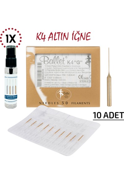 Ballet 10 Adet K4 Altın Epilasyon Iğnesi 10'lu K4 Gold Iğne