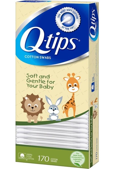 Q-Tips Bebekler Için Pamuklu Çubuk 170 Adet