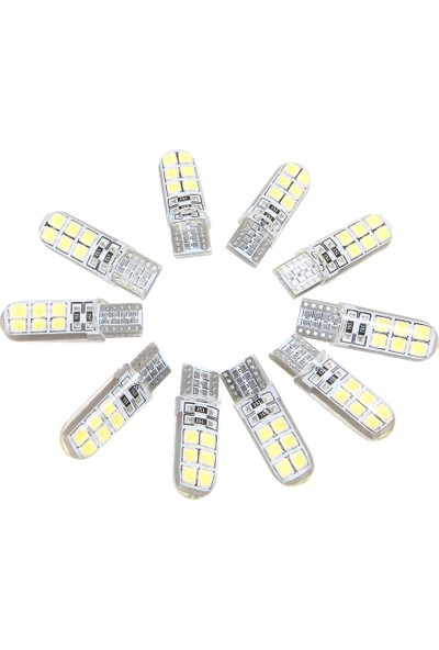 Gürler Oto Aksesuar 2 Adet T10 LED Ampül 12V 5W Beyaz Renk Park Plaka Tavan LED Işık 12 Ledli Silikonlu Gürler Oto Aksesuar 2 Adet T10 LED Ampül 12V 5W Beyaz Renk Park Plaka Tavan LED Işık 12 Ledli Silikonlu