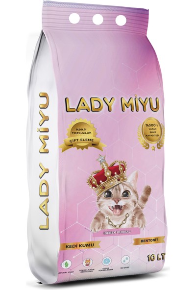 Lady Miyu Bebek Pudralı Süper Topaklanan Kedi Kumu