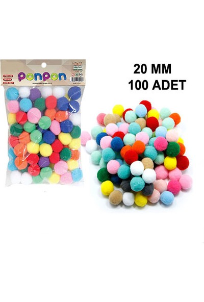 Hobialem 100 Adet, Ponpon, 20 mm Renkli Ponpon, Peluş Ponpon Hobialem 100 Adet, Ponpon, 20 mm Renkli Ponpon, Peluş Ponpon