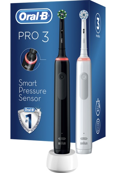 Oral-B Pro 3 - 3900 - Siyah Beyaz 2'li Elektrikli Diş Fırçası Seti Oral-B Pro 3 - 3900 - Siyah Beyaz 2'li Elektrikli Diş Fırçası Seti