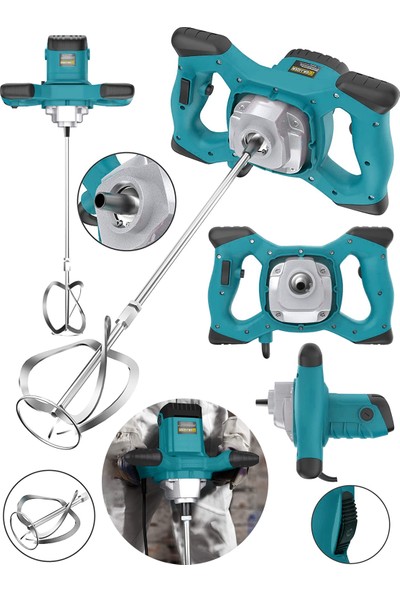 Graizer Alman B-01 3000 W 6 Kademe Devir Ayarlı Elektirikli Alçı Boya ve Harç Karıştırıcı Mikser Mavi Graizer Alman B-01 3000 W 6 Kademe Devir Ayarlı Elektirikli Alçı Boya ve Harç Karıştırıcı Mikser Mavi