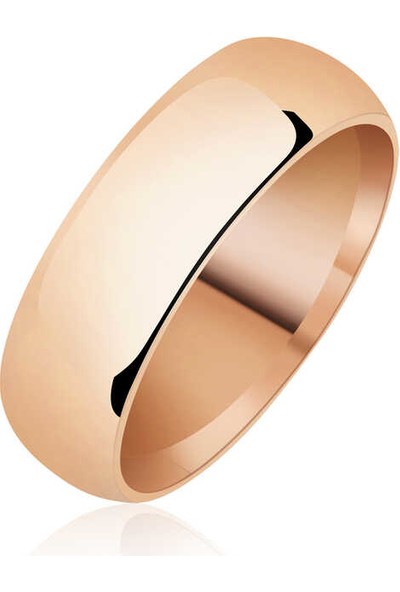 Gumush 6 mm Düz Bombeli Rose Gümüş Alyans