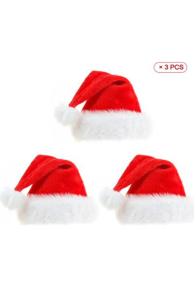 Sakuraa 3 Adet Yetişkin Noel Baba Peluş Şapka (Yurt Dışından)