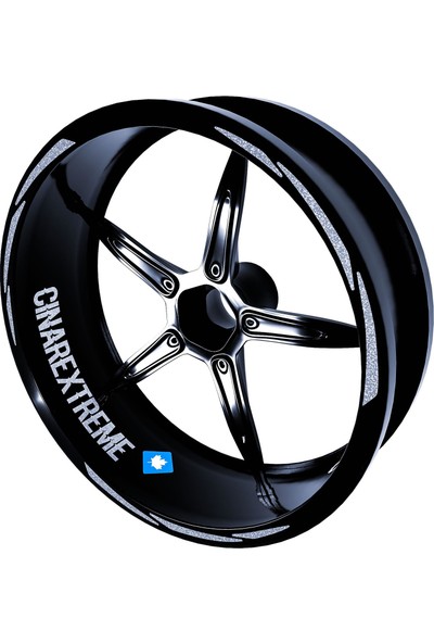 Çınar Extreme 3 Parça Tasarımlı Yaldızlı Gümüş Jant Şeridi Sticker Çınar Extreme