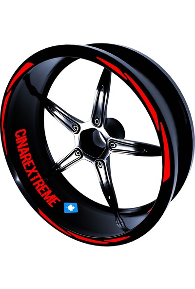 Çınar Extreme 3 Parça Tasarımlı Bayrak Kırmızı Jant Şeridi Sticker Çınar Extreme