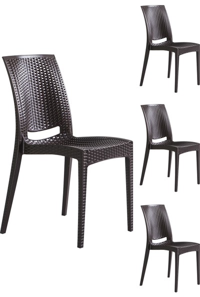 Sandalie Rattan Bahçe Sandalyesi 4 Adet – Kahve Sandalie Rattan Bahçe Sandalyesi 4 Adet – Kahve