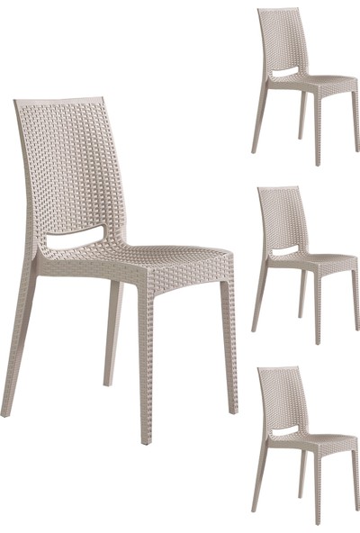 Sandalie Rattan Bahçe Sandalyesi 4 Adet – Cappucino Sandalie Rattan Bahçe Sandalyesi 4 Adet – Cappucino