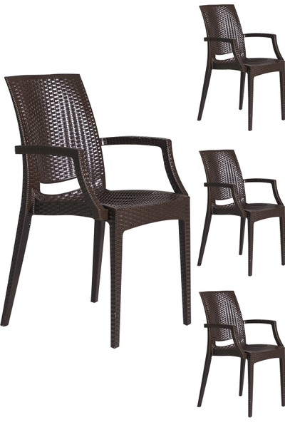Sandalie 4 Adet Bahçe - Balkon - Teras Rattan Lüx Sandalye Kahve Sandalie 4 Adet Bahçe - Balkon - Teras Rattan Lüx Sandalye Kahve