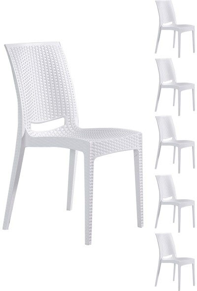 Sandalie 6 Adet Rattan Beyaz Sandalye Balkon-Bahçe-Teras Sandalie 6 Adet Rattan Beyaz Sandalye Balkon-Bahçe-Teras