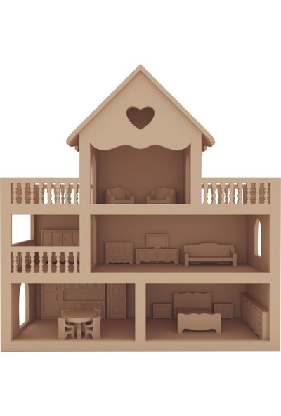 Ucuz Ahşap Hobi Oyun Evi Ham Ahşap Mdf