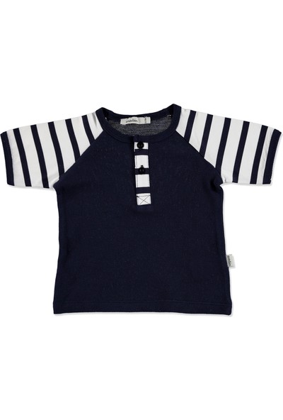 Antebies Yaz Bebek Çizgi Süprem Kısa Kol Bisiklet Yaka Tek Tshirt