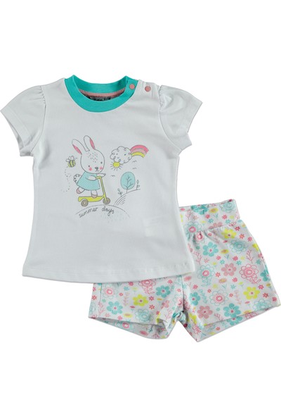 Bambaki Yaz Kız Bebek Tavşan Süprem Tshirt-Şort
