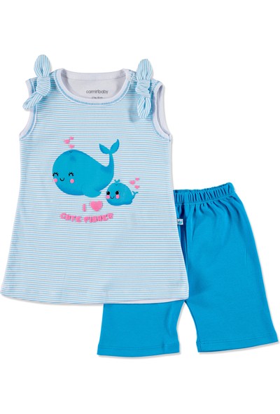 Carmin Baby Yaz Kız Bebek Sevimli Balina Atlet-Şort