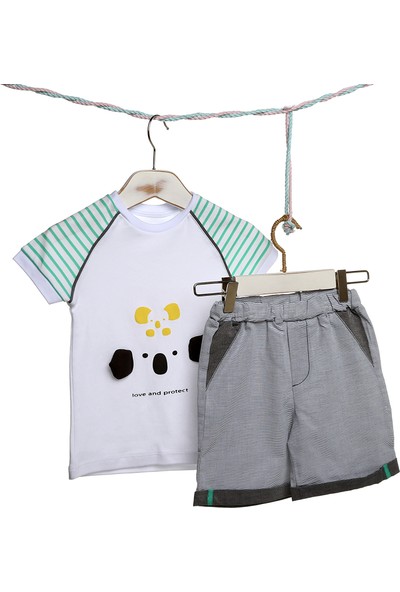Mymio Yaz Erkek Bebek Sevimli Koala Poplin Kısa Kol Çıtçıtlı Yaka 2li Tshirt-Şort Mymio Yaz Erkek Bebek Sevimli Koala Poplin Kısa Kol Çıtçıtlı Yaka 2li Tshirt-Şort