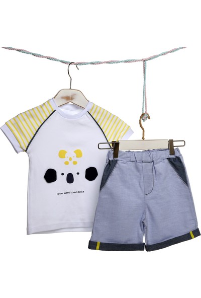 Mymio Yaz Erkek Bebek Sevimli Koala Poplin Kısa Kol Çıtçıtlı Yaka 2li Tshirt-Şort Mymio Yaz Erkek Bebek Sevimli Koala Poplin Kısa Kol Çıtçıtlı Yaka 2li Tshirt-Şort