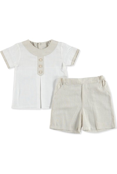 Mymio Çizgili Dokuma Tshirt-Şort