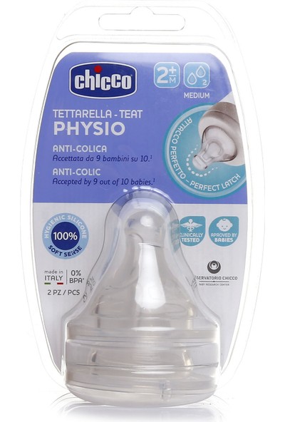 Chicco Yeni Wellbeing Biberon Emziği 2 Ay+ Orta Akış 2'li Chicco Yeni Wellbeing Biberon Emziği 2 Ay+ Orta Akış 2'li