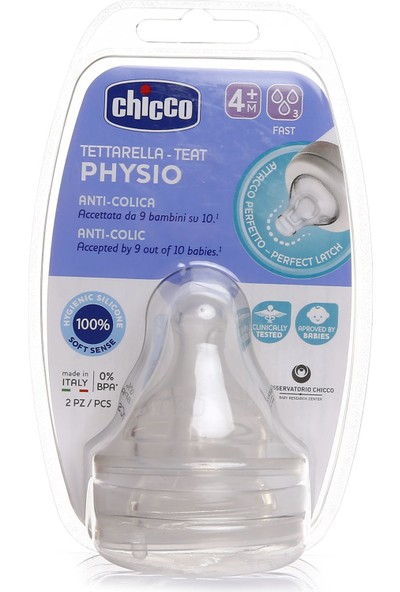 Chicco Yeni Wellbeing Biberon Emziği 4 Ay+ Hızlı Akış 2'li Chicco Yeni Wellbeing Biberon Emziği 4 Ay+ Hızlı Akış 2'li