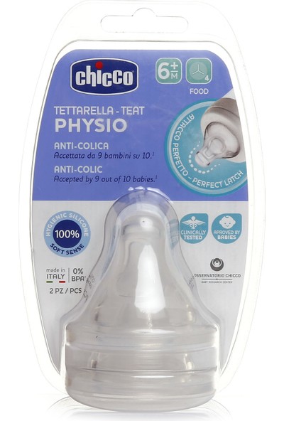 Chicco Yeni Wellbeing Biberon Emziği 6 Ay+ Mama Akışlı 2'li Chicco Yeni Wellbeing Biberon Emziği 6 Ay+ Mama Akışlı 2'li