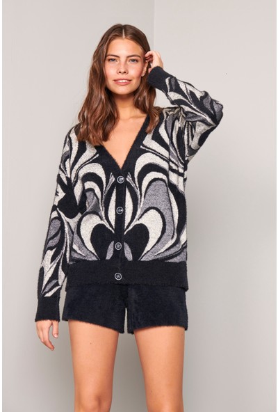 Join Us Jakarlı Mermer Desenli Hırka