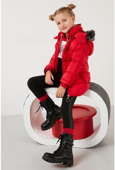 Lela Tüylü Kapüşonlu Cepli Şişme Mont Kız Çocuk Mont 5766038 Lela Tüylü Kapüşonlu Cepli Şişme Mont Kız Çocuk Mont 5766038