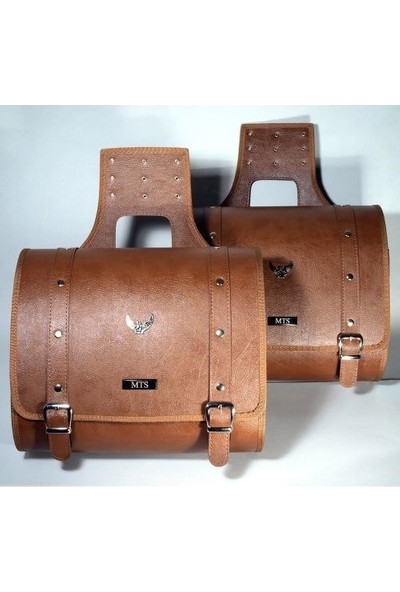Motosev Mts Yan Deri Heybe Takım Kahverengi