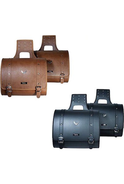 Motosev Mts Yan Deri Heybe Takım Siyah