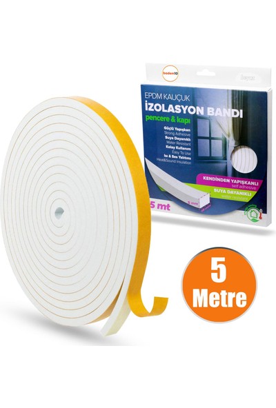 Badem10 Kauçuk Epidyem Bant Kapı Pencere Araç Soğuk Izolasyon Bandı Fitil 5 Metre Beyaz Badem10 Kauçuk Epidyem Bant Kapı Pencere Araç Soğuk Izolasyon Bandı Fitil 5 Metre Beyaz