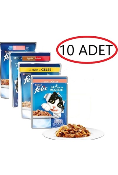 Purina Felix Karışık Kedi Yaş Mama 10'lu 85 gr