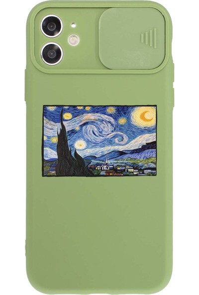 Shop To Case iPhone 11 Sürgülü Lansman Vincent Van Gogh Yıldızlı Gece Tablosu Desenli Telefon Kılıfı Fıstık Yeşili Shop To Case iPhone 11 Sürgülü Lansman Vincent Van Gogh Yıldızlı Gece Tablosu Desenli Telefon Kılıfı Fıstık Yeşili