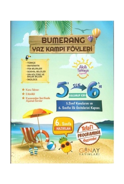 Günay Yayınları 5'den 6'ya Bumerang Yaz Kampı Föyleri Günay Yayınları 5'den 6'ya Bumerang Yaz Kampı Föyleri