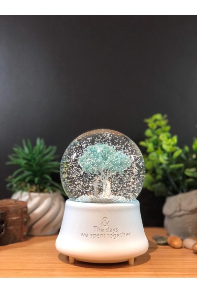 Lapidaria Sakura Ağacı Altınd Romantik Çiftler Işıklı Müzikli Püskürtmeli Büyük Boy Kar Küresi