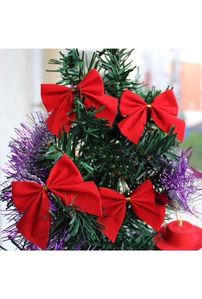 Happyland Kırmızı Fiyonk Yılbaşı Çam Ağacı Süs 24 Lü