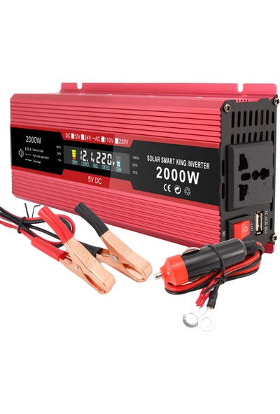 Strade Store Saf Sinüs Dalga Güç Invertörü Dc 12 V / AC220V 27 x 11X 5.5 cm 2000 W