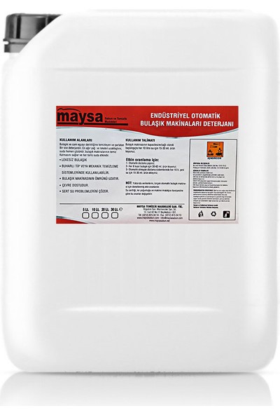 Maysa Endüstriyel Bulaşık Makine Deterjanı 20 Lt