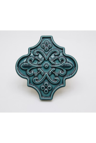 Kütahya Çini Yapı Tasarım 12X12 Ottoman Çiçekli Arabesk Turkuaz Çini Kütahya Çini Yapı Tasarım 12X12 Ottoman Çiçekli Arabesk Turkuaz Çini